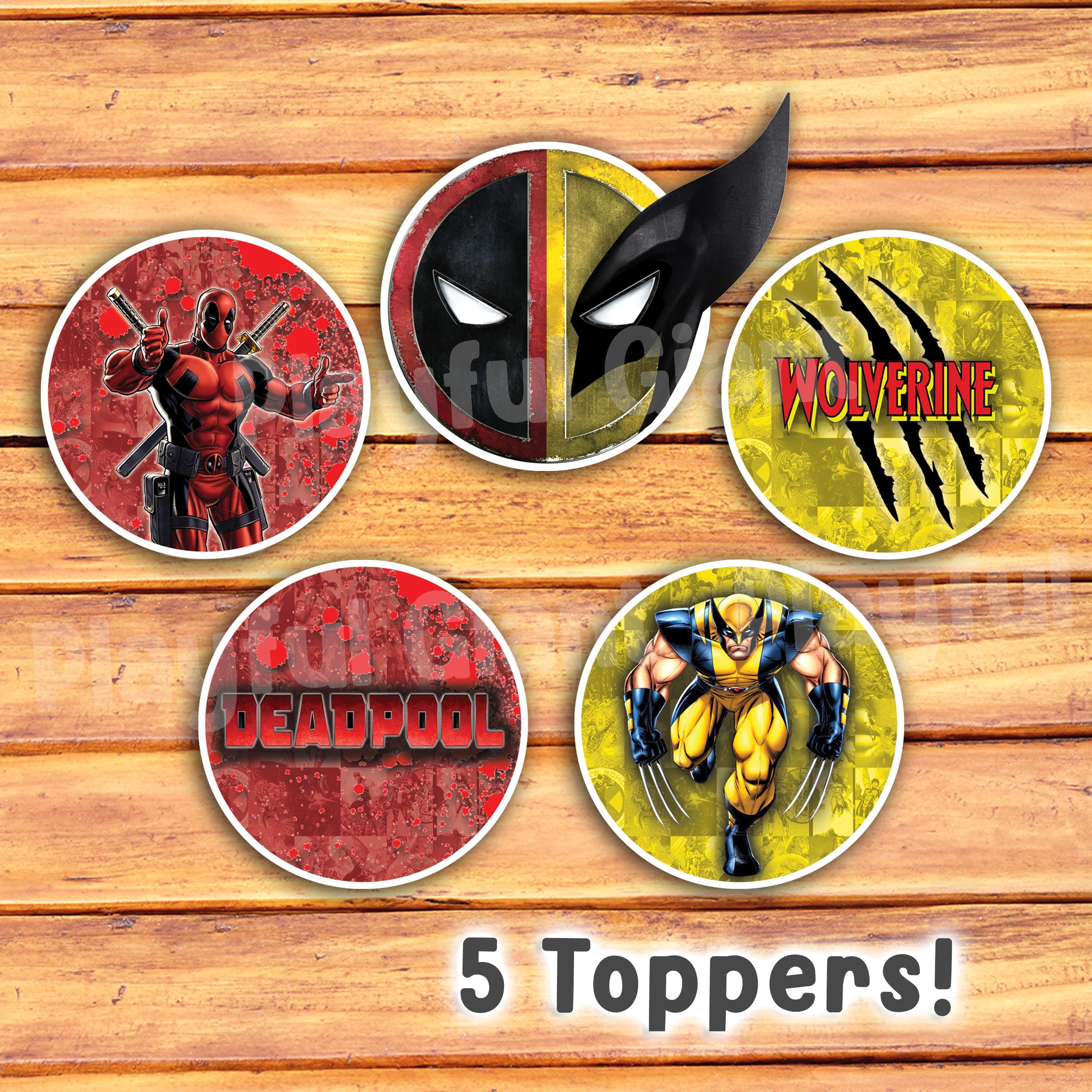 Deadpool Cupcake Toppers, Wolverine Cupcake Toppers, Superhero Cupcake ...
