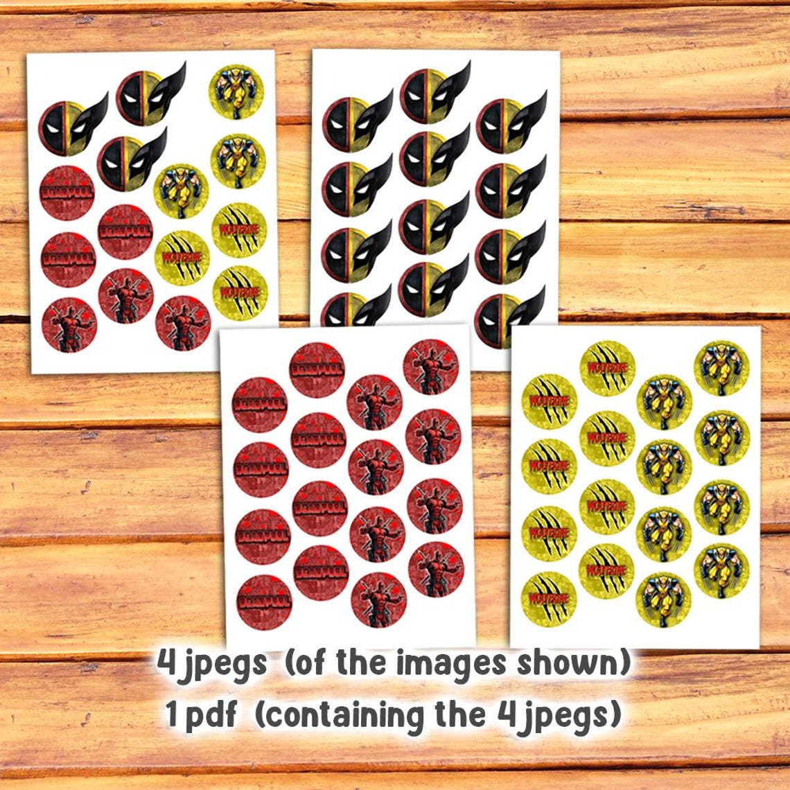 Deadpool Cupcake Toppers, Wolverine Cupcake Toppers, Superhero Cupcake ...