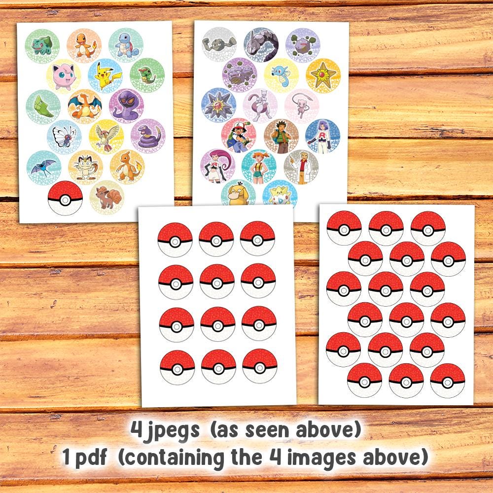 Pokemon Cupcake Toppers, Pokemon Toppers, Pokémon Birthday Party ...
