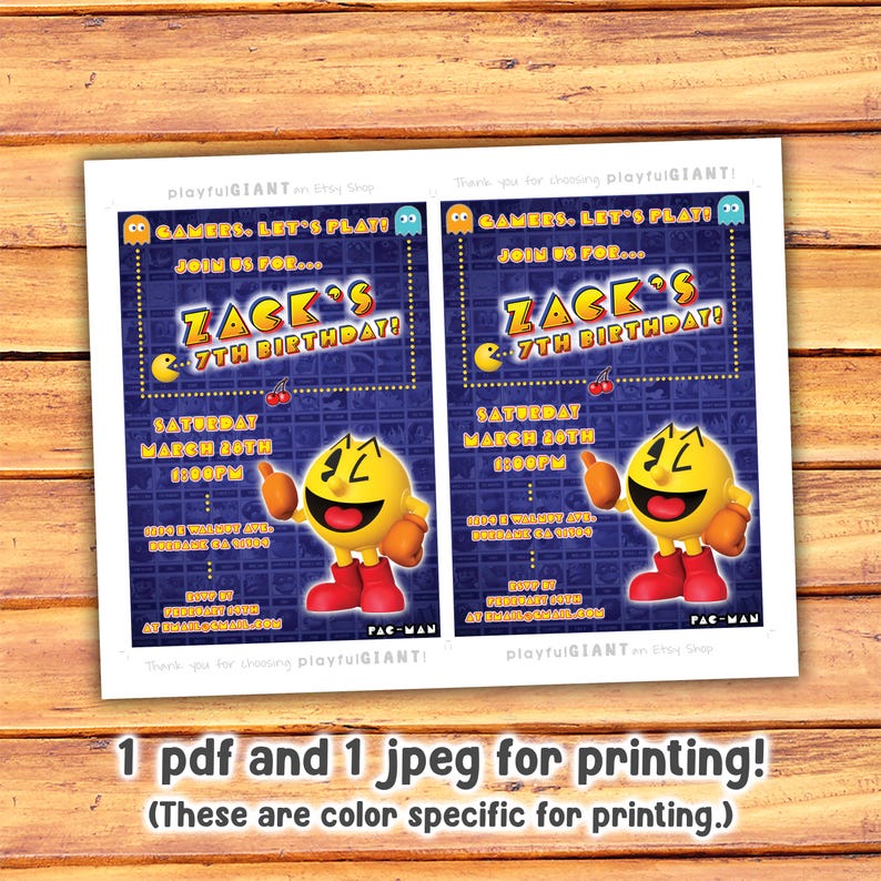 Pacman Invitation, Pac-man Invitation, Pacman Birthday Invitation ...