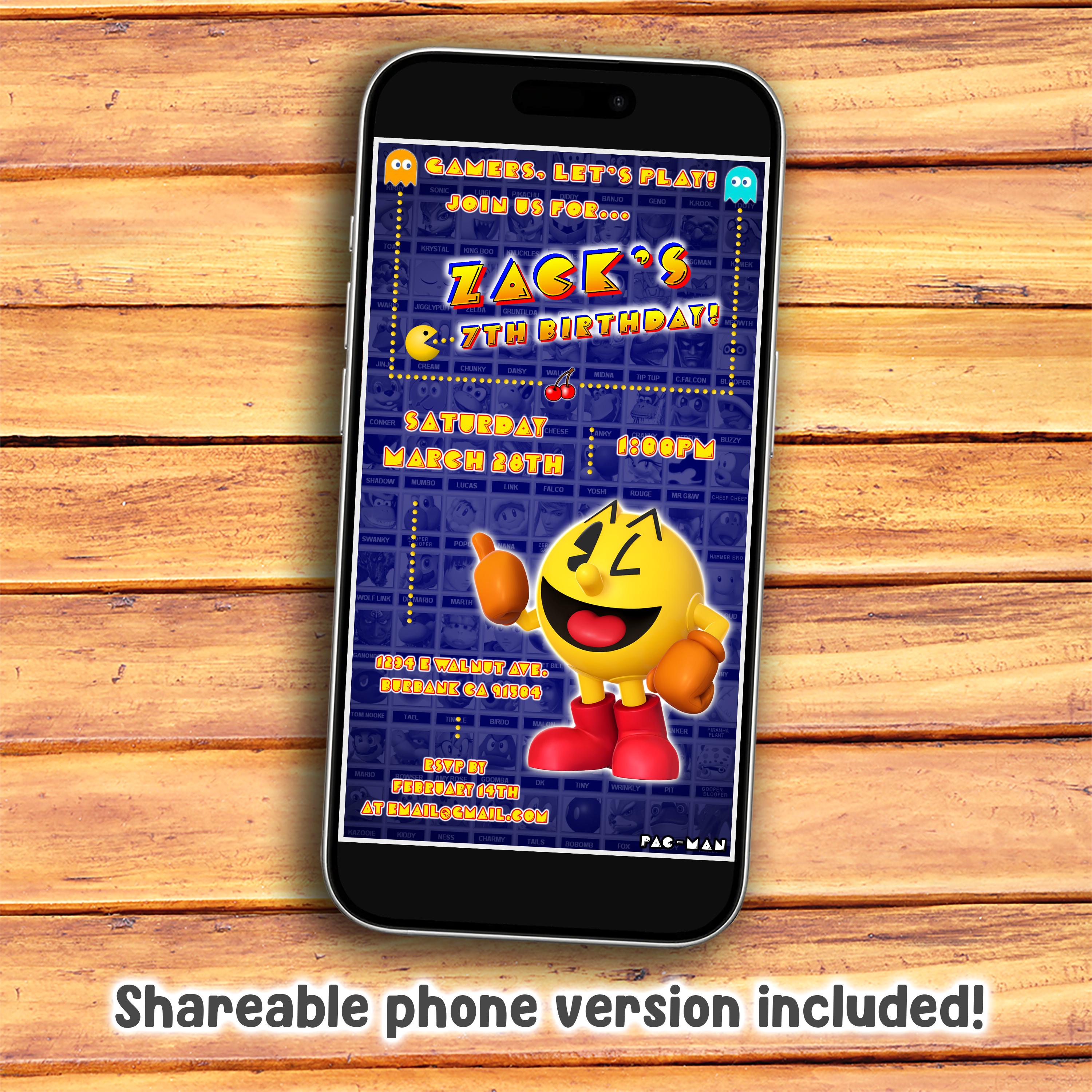 Pacman Invitation, Pac-man Invitation, Pacman Birthday Invitation ...