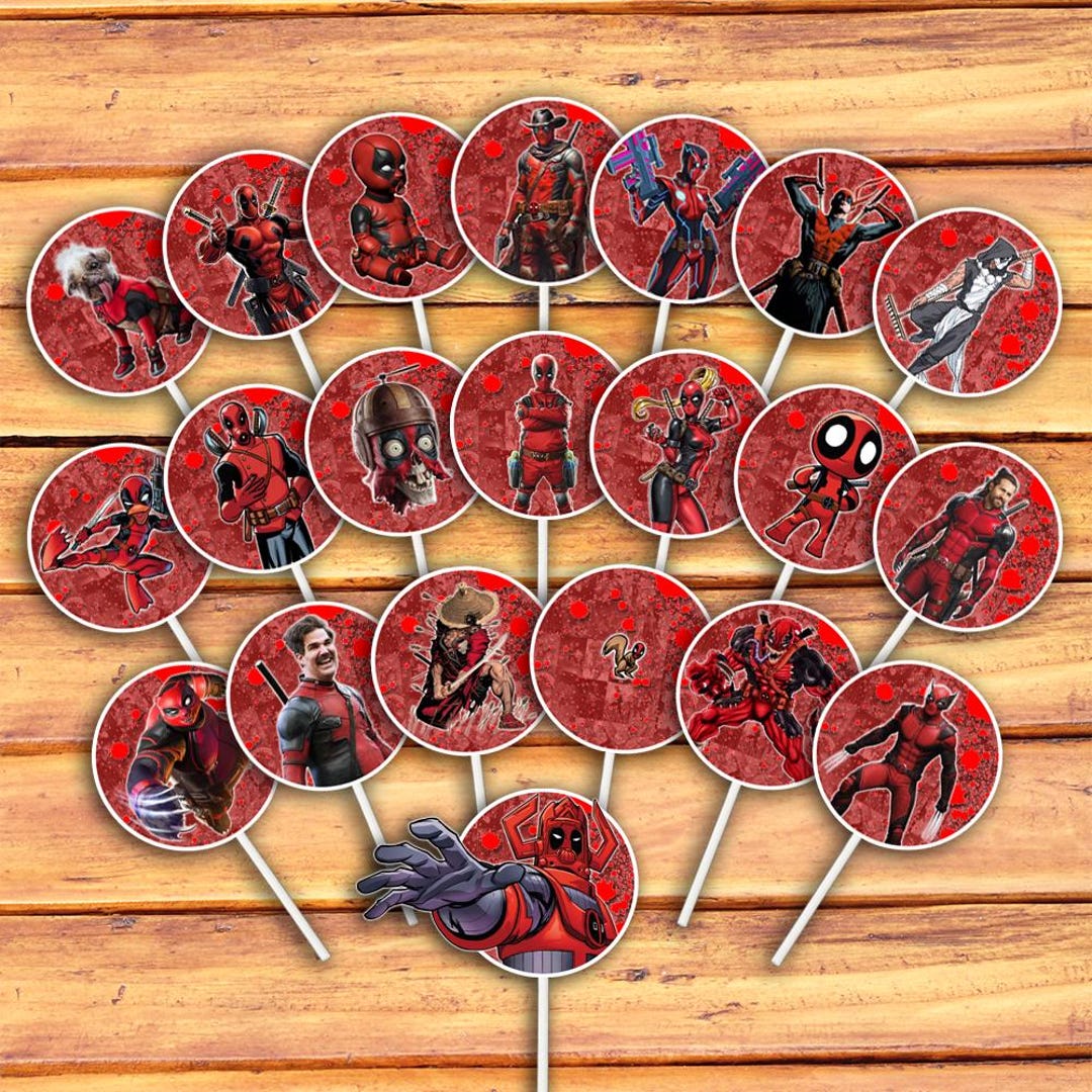 Deadpool Cupcake Toppers, Deadpool Birthday Toppers, Deadpool Toppers ...