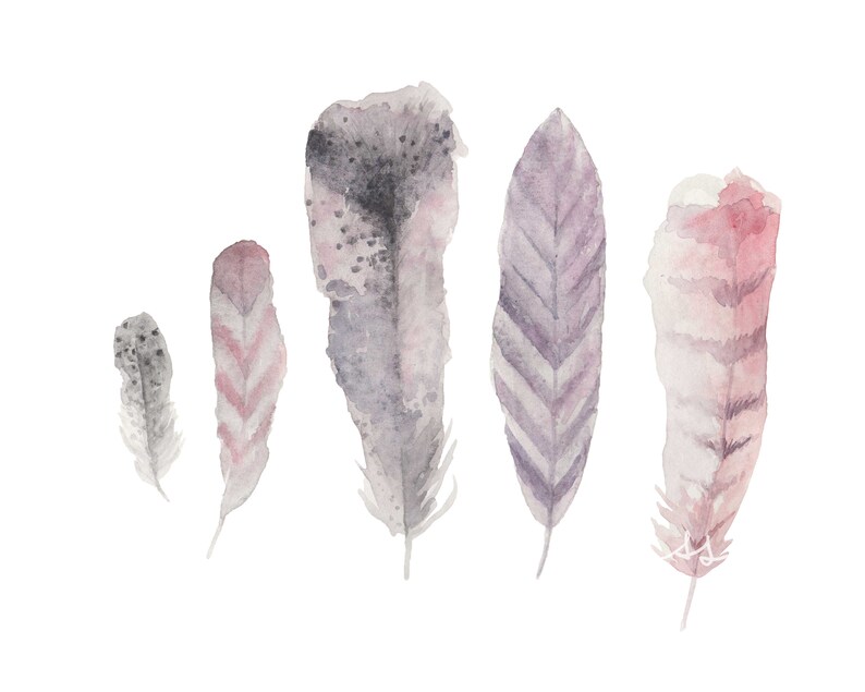 Feathers Art Print Watercolor Home Decor Nature Painting | Etsy
