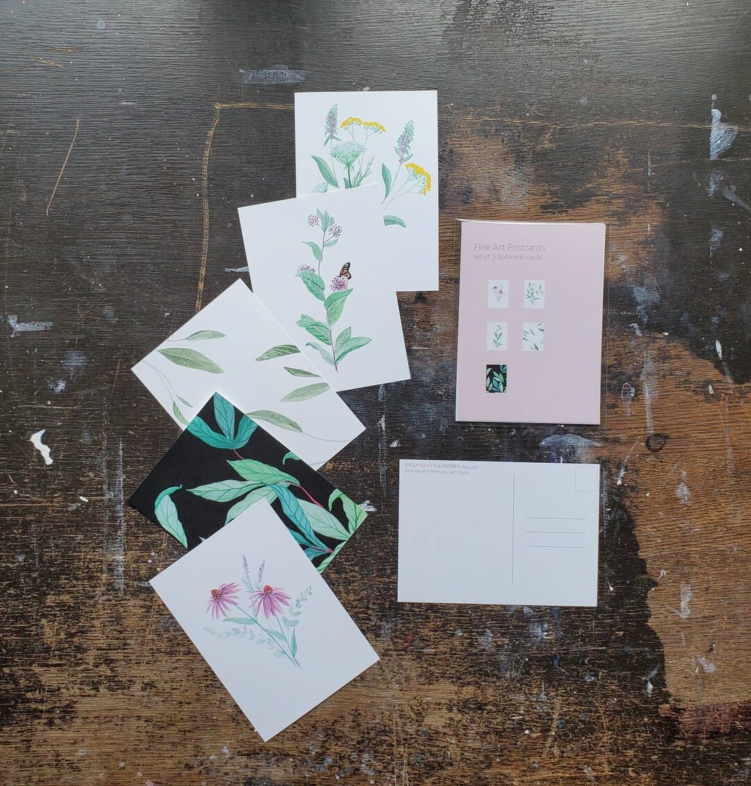 Post Card Set Fine Art Postcards Set of 5 Floral & Abstract - Etsy
