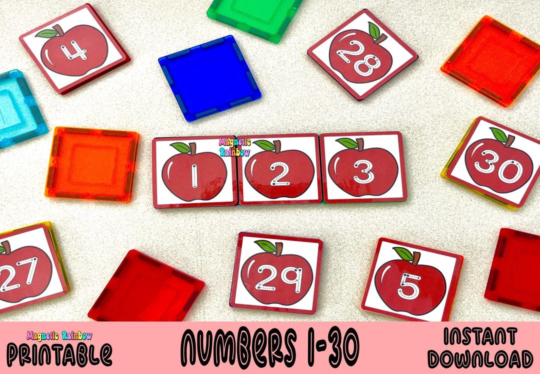 Printable Digital Pdf File Apple Numbers Counting Magnetic Tile Topper ...