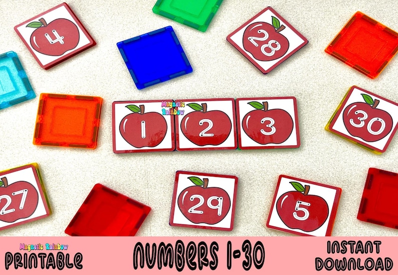 Printable Digital Pdf File Apple Numbers Counting Magnetic Tile Topper ...