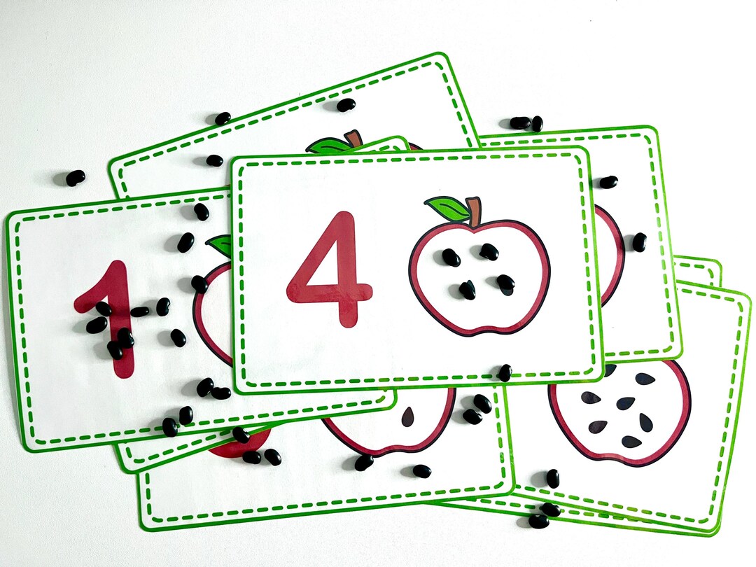 Printable Digital Pdf File Apple Seed Counting Mat Number 1-10 ...
