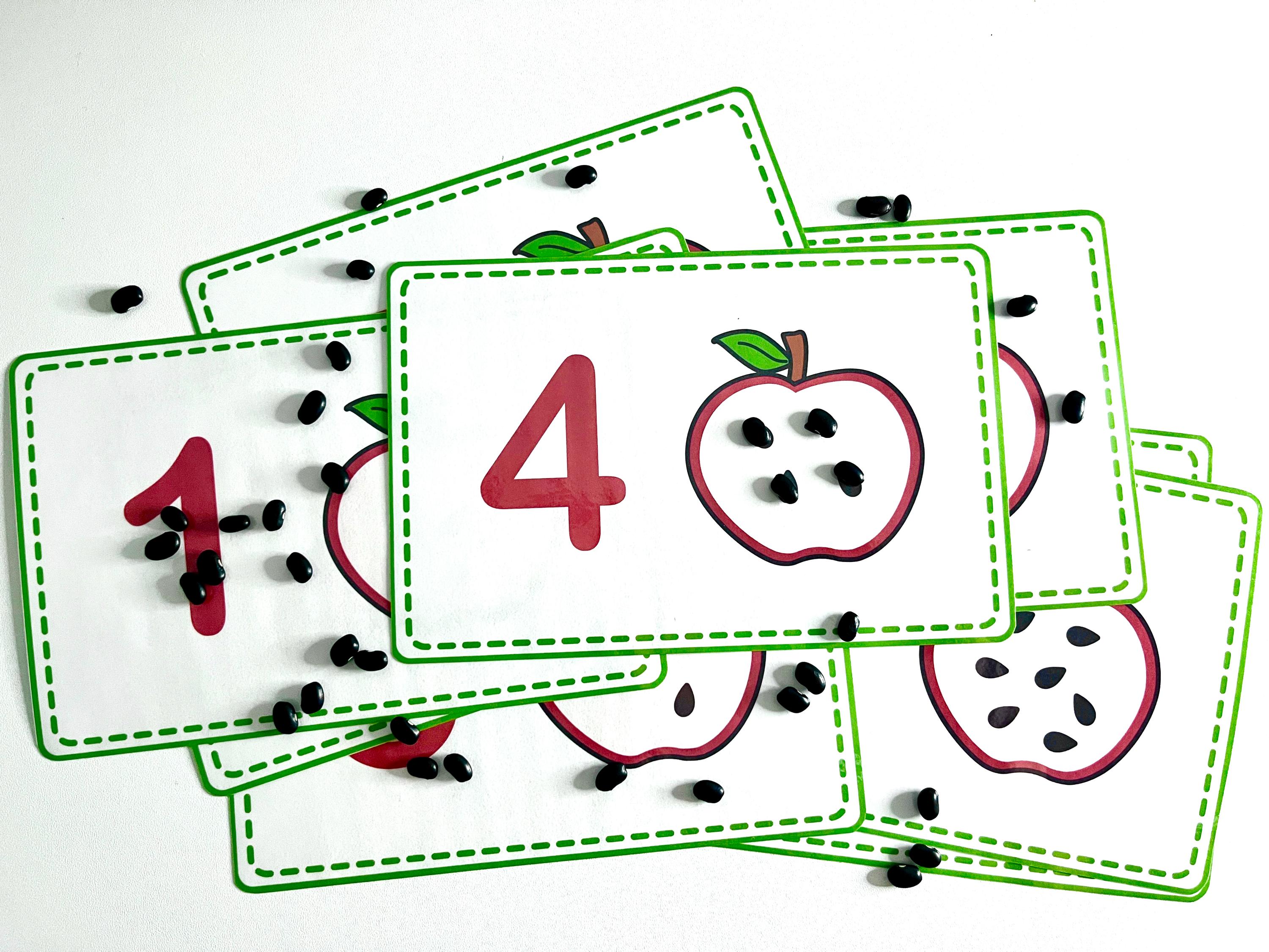 Printable Digital Pdf File Apple Seed Counting Mat Number 1-10 ...