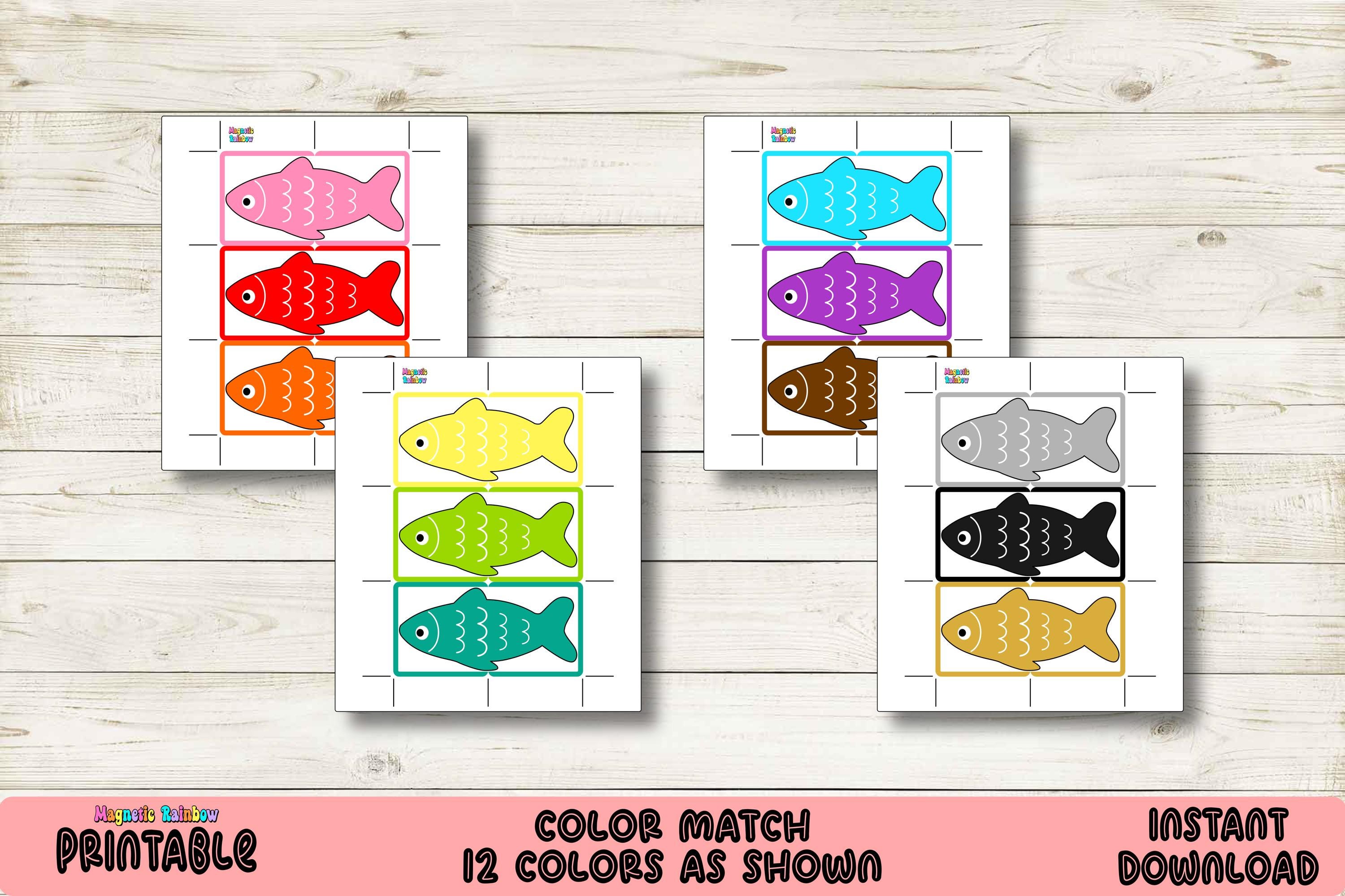 Printable Digital Pdf File Fish Color Match Magnetic Tile Topper Flash ...