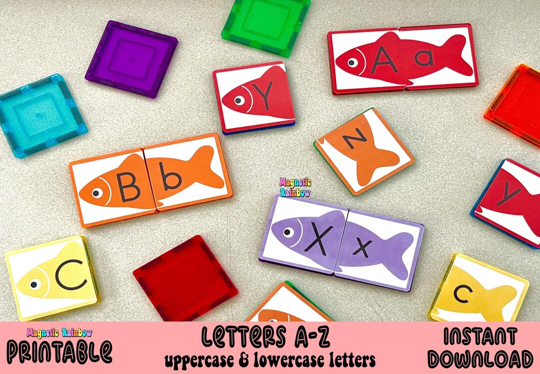 Printable Digital File Colorful Fish ABC Alphabet Letter Match Magnetic ...