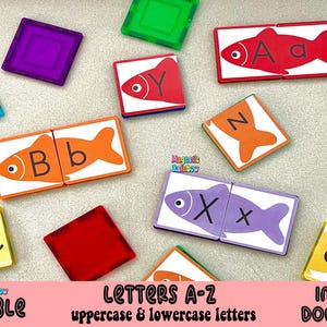 Printable Digital File Colorful Fish ABC Alphabet Letter Match Magnetic ...