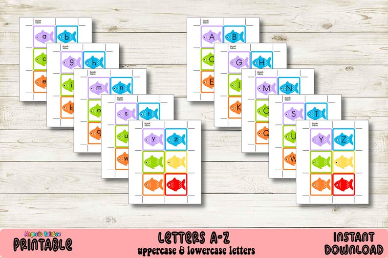 Printable Digital File Fish ABC Alphabet Uppercase Lowercase Letters ...