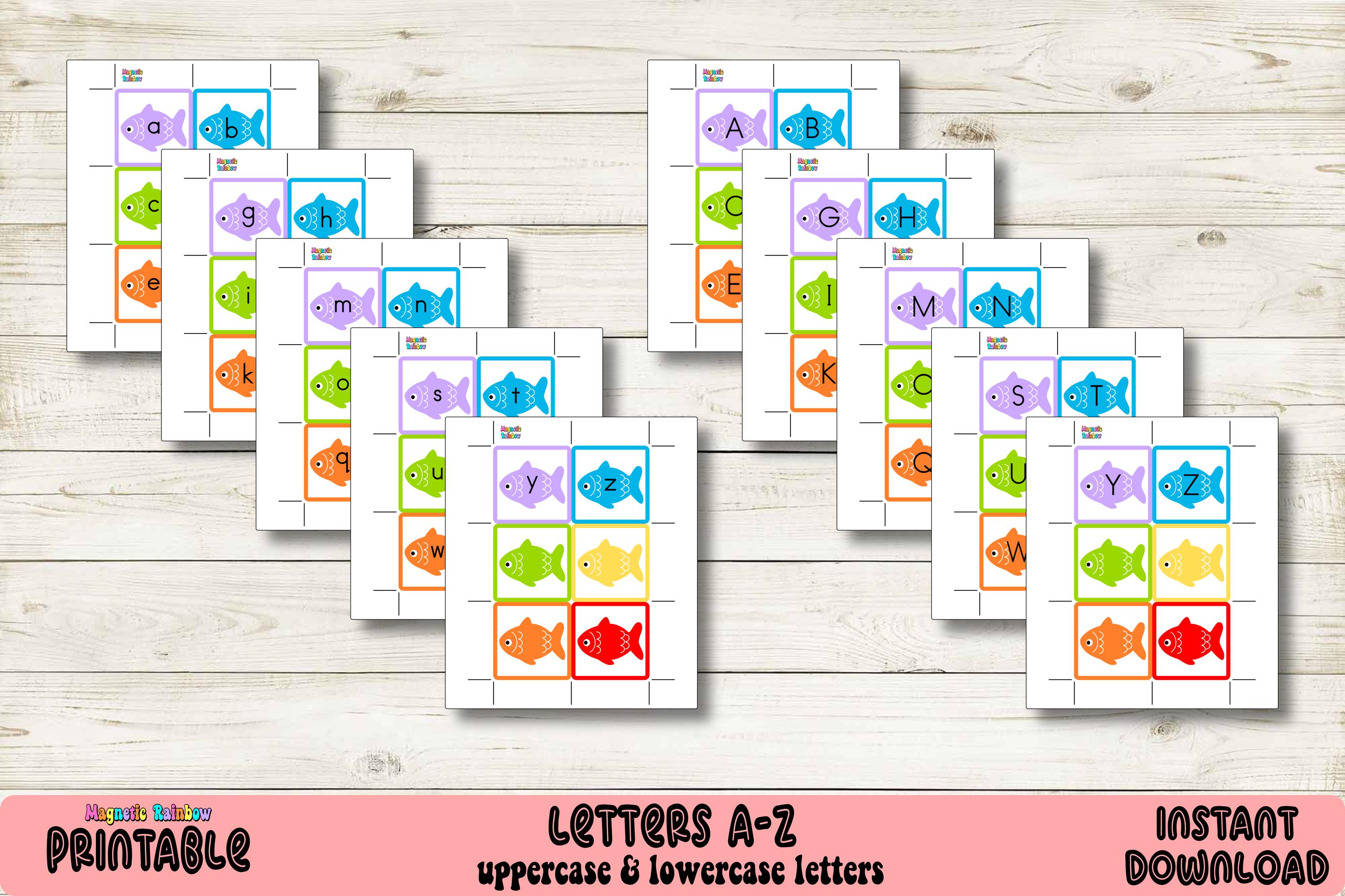 Printable Digital File Fish ABC Alphabet Uppercase Lowercase Letters ...