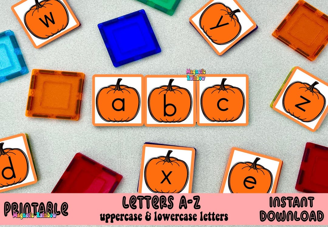 Printable Digital File Pumpkin ABC Alphabet Uppercase Lowercase Letters ...
