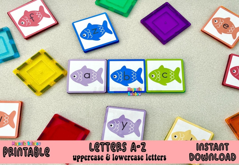 Printable Digital File Fish ABC Alphabet Uppercase Lowercase Letters ...