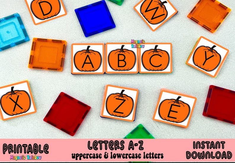 Printable Digital File Pumpkin ABC Alphabet Uppercase Lowercase Letters ...