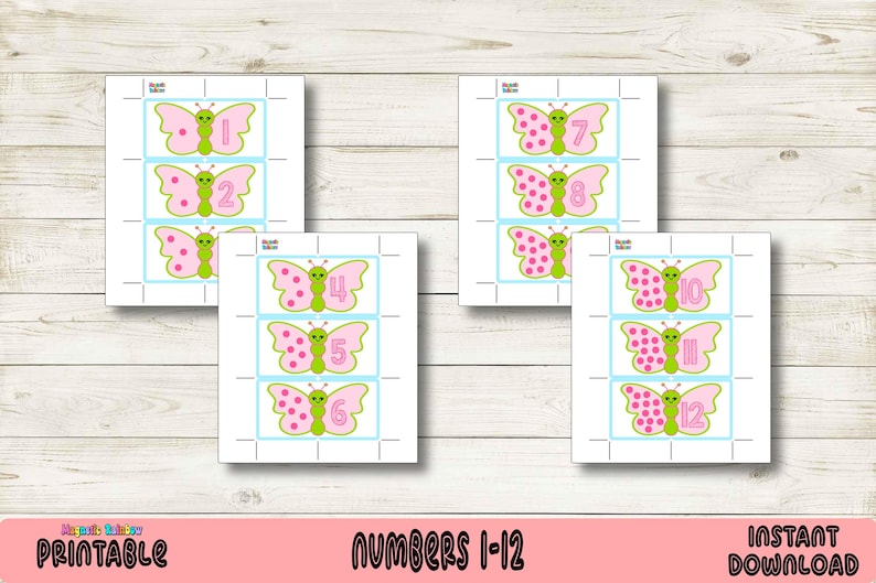 Printable Digital Pdf File Butterfly Counting Dots Magnetic Tile Topper ...