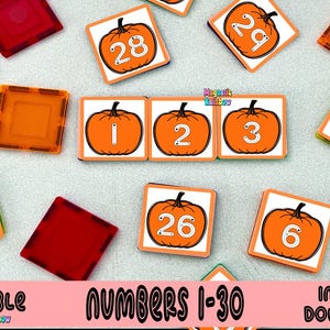 Printable Digital Pdf File Pumpkin Numbers Counting Magnetic Tile ...