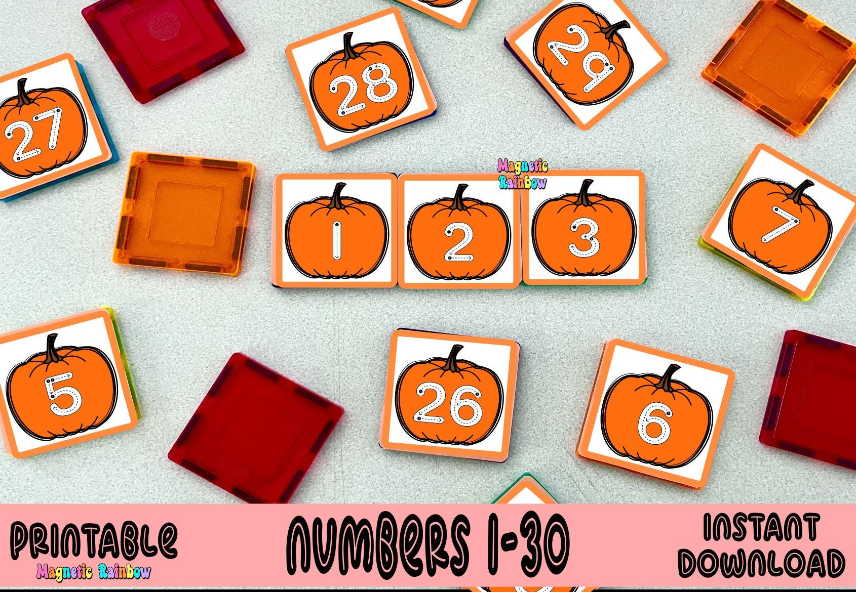 Printable Digital Pdf File Pumpkin Numbers Counting Magnetic Tile ...