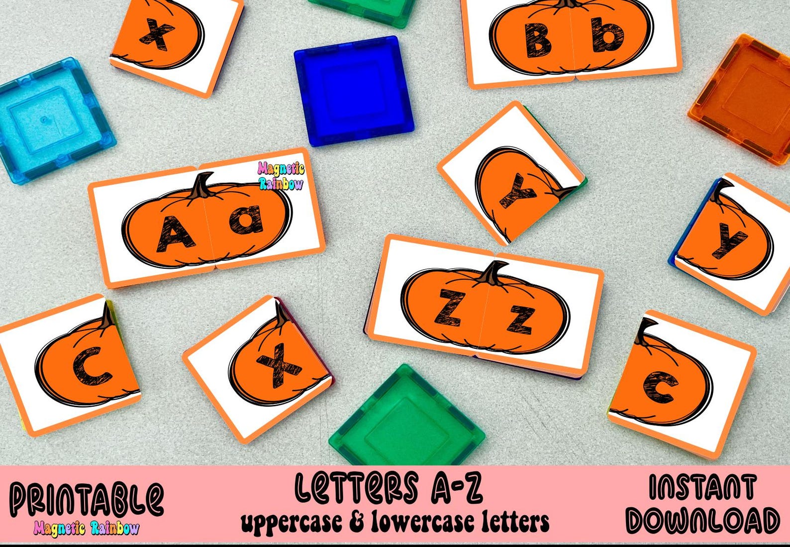 Printable Digital File Fall Pumpkin Theme ABC Alphabet Letter Match ...