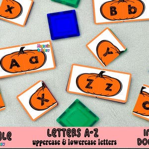 Printable Digital File Fall Pumpkin Theme ABC Alphabet Letter Match ...