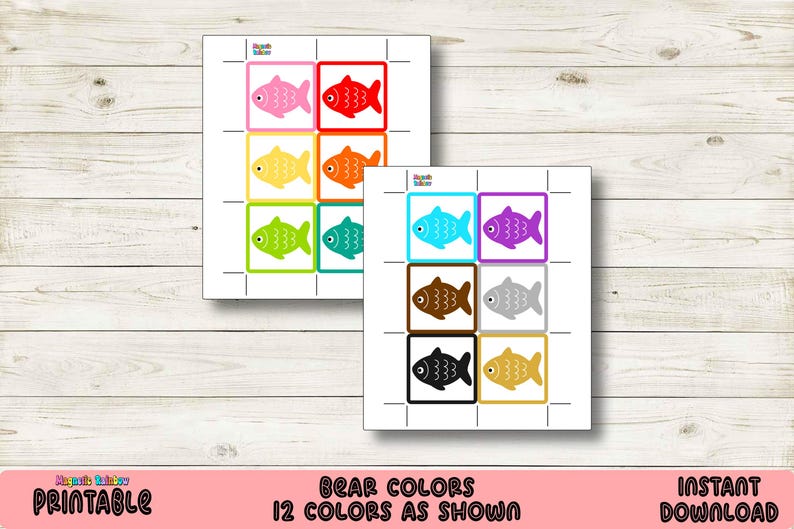 Printable Digital Pdf File Fish Color Match Magnetic Tile Topper Flash ...