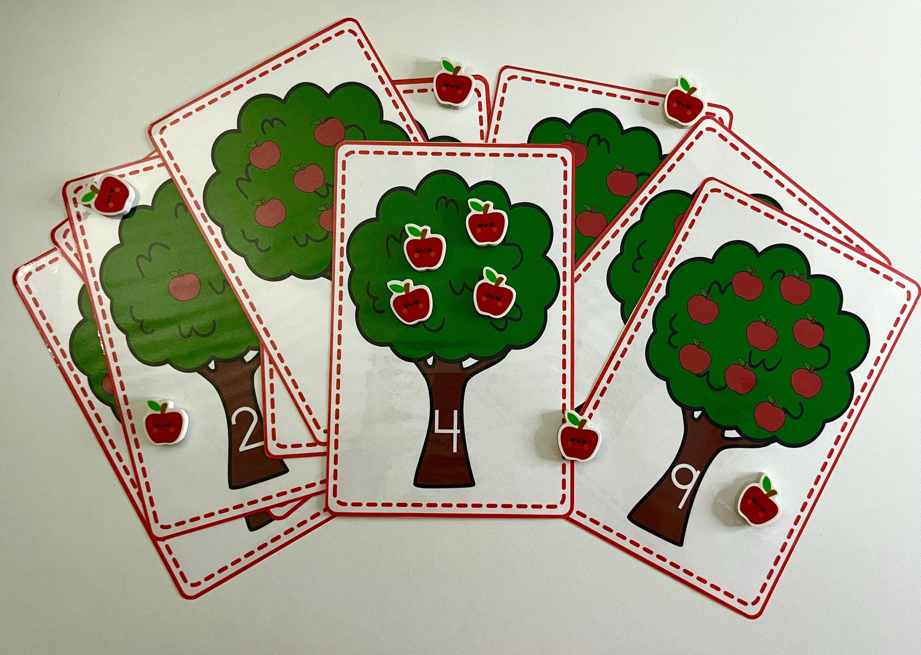 Printable Digital Pdf File Apple Pompom Counting Mat Number 1-10 ...