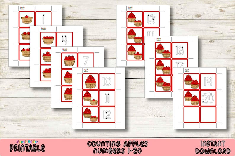 Printable Digital Pdf File Counting Apples Magnetic Tile Topper Flash ...