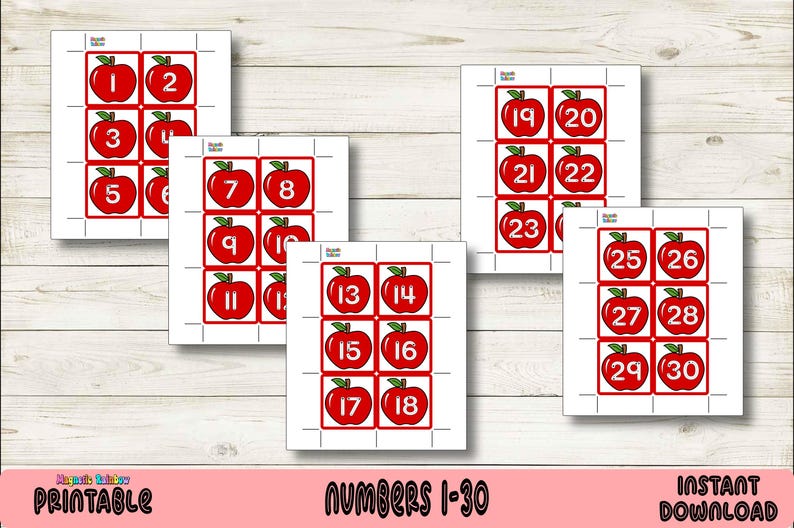 Printable Digital Pdf File Apple Numbers Counting Magnetic Tile Topper ...