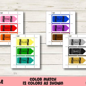 Printable Digital Pdf File Crayon Color Match Magnetic Tile Topper ...