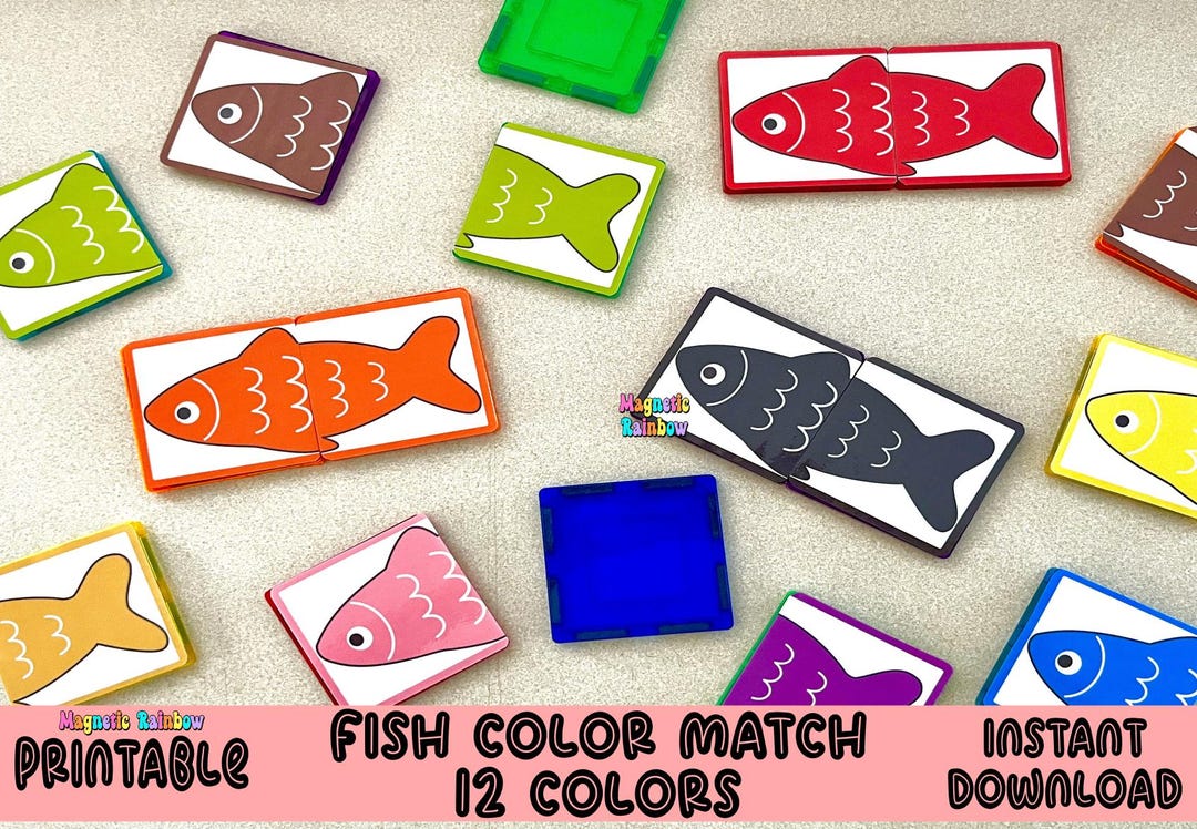 Printable Digital Pdf File Fish Color Match Magnetic Tile Topper Flash ...