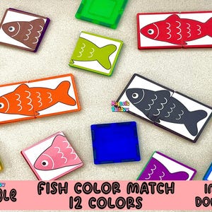 Printable Digital Pdf File Fish Color Match Magnetic Tile Topper Flash ...