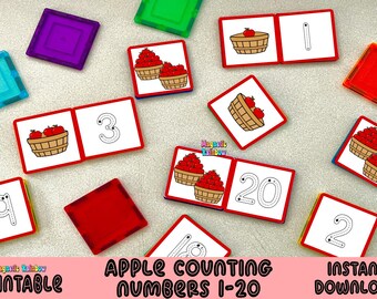 Printable Digital Pdf File Apple Numbers Counting Magnetic Tile Topper ...