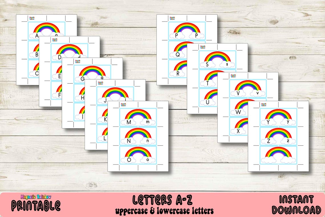 Printable File Rainbow ABC Alphabet Uppercase Lowercase Letter Match ...