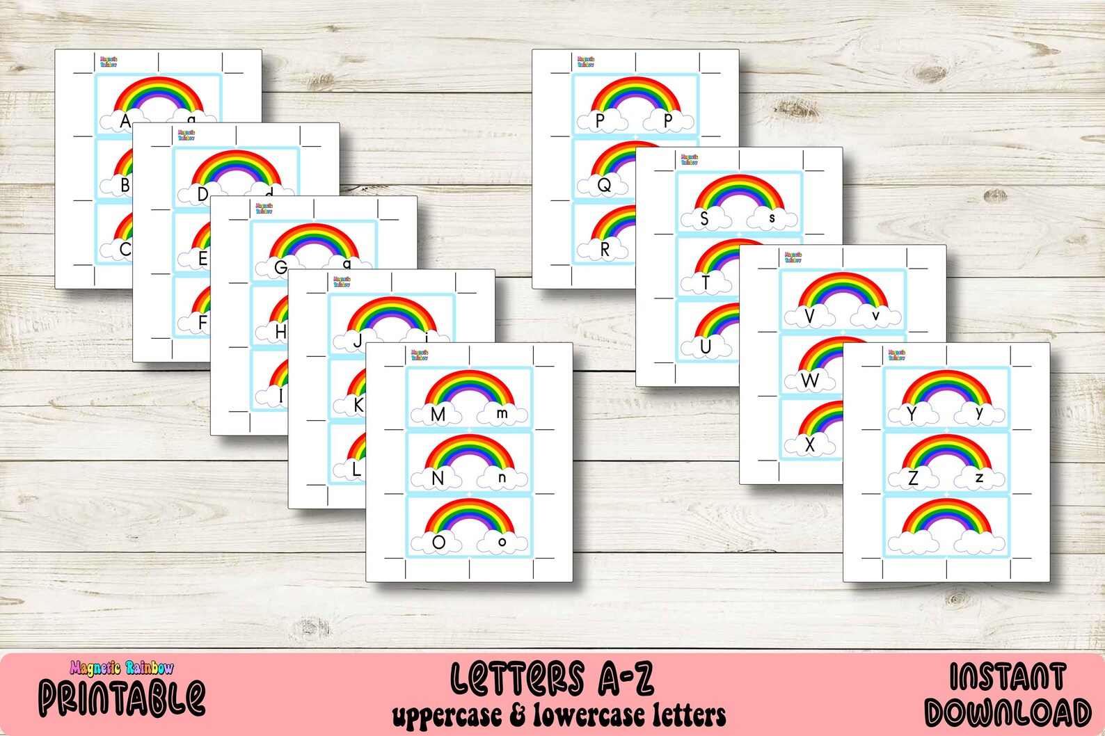 Printable File Rainbow ABC Alphabet Uppercase Lowercase Letter Match ...