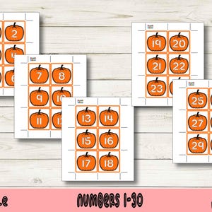 Printable Digital Pdf File Pumpkin Numbers Counting Magnetic Tile ...