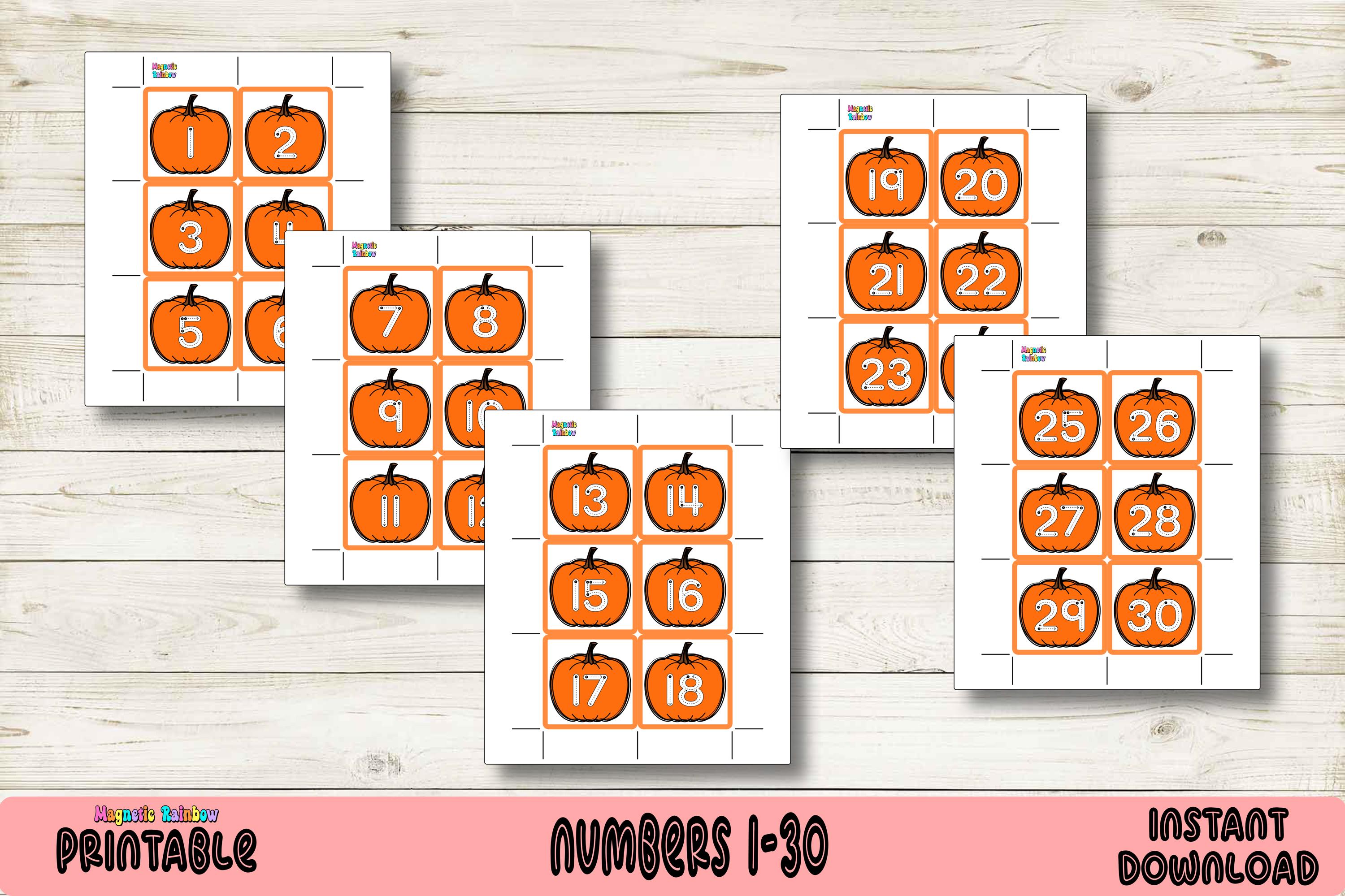 Printable Digital Pdf File Pumpkin Numbers Counting Magnetic Tile ...