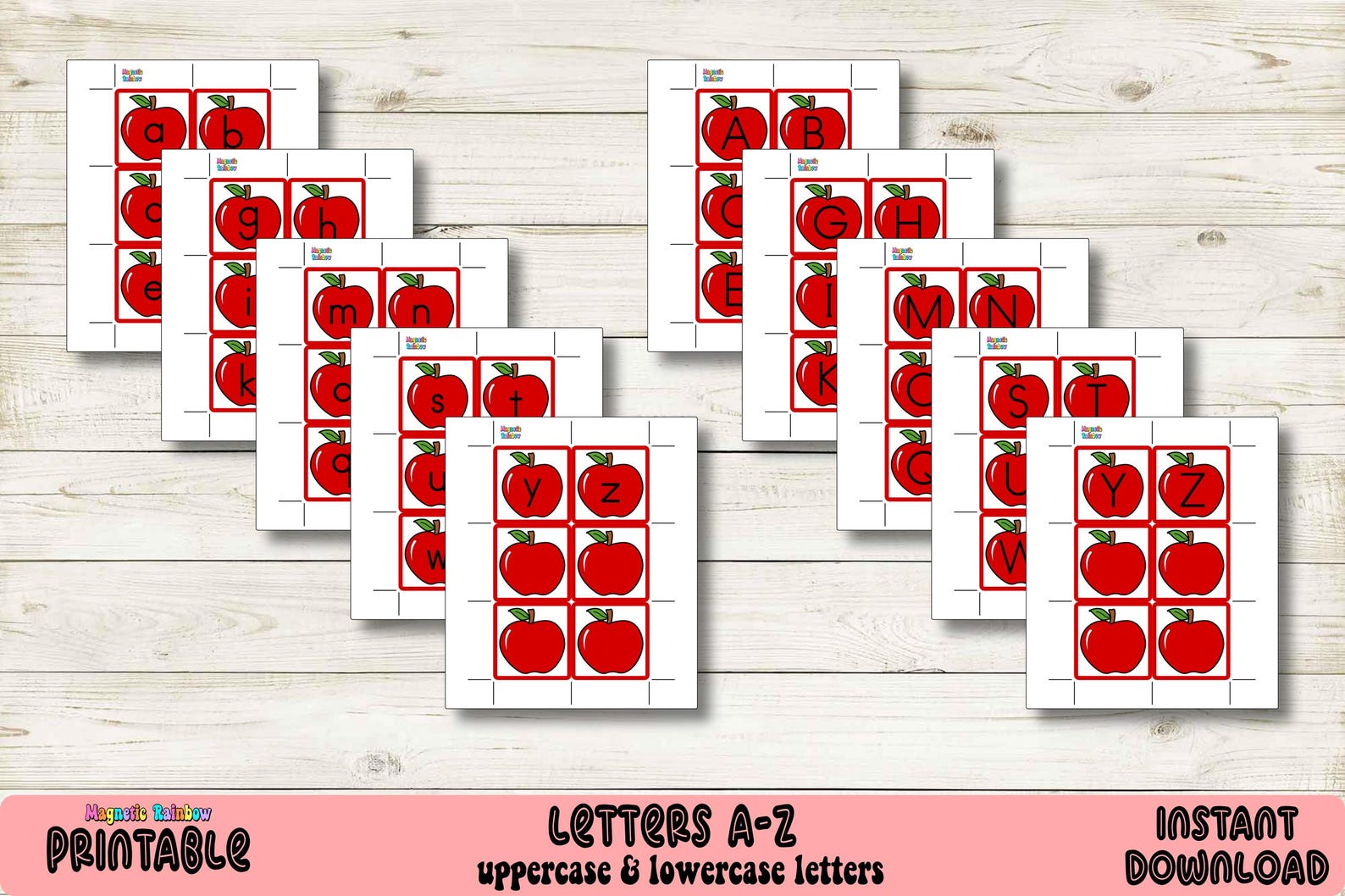 Printable Digital File Apple ABC Alphabet Magnetic Tile Topper Flash ...