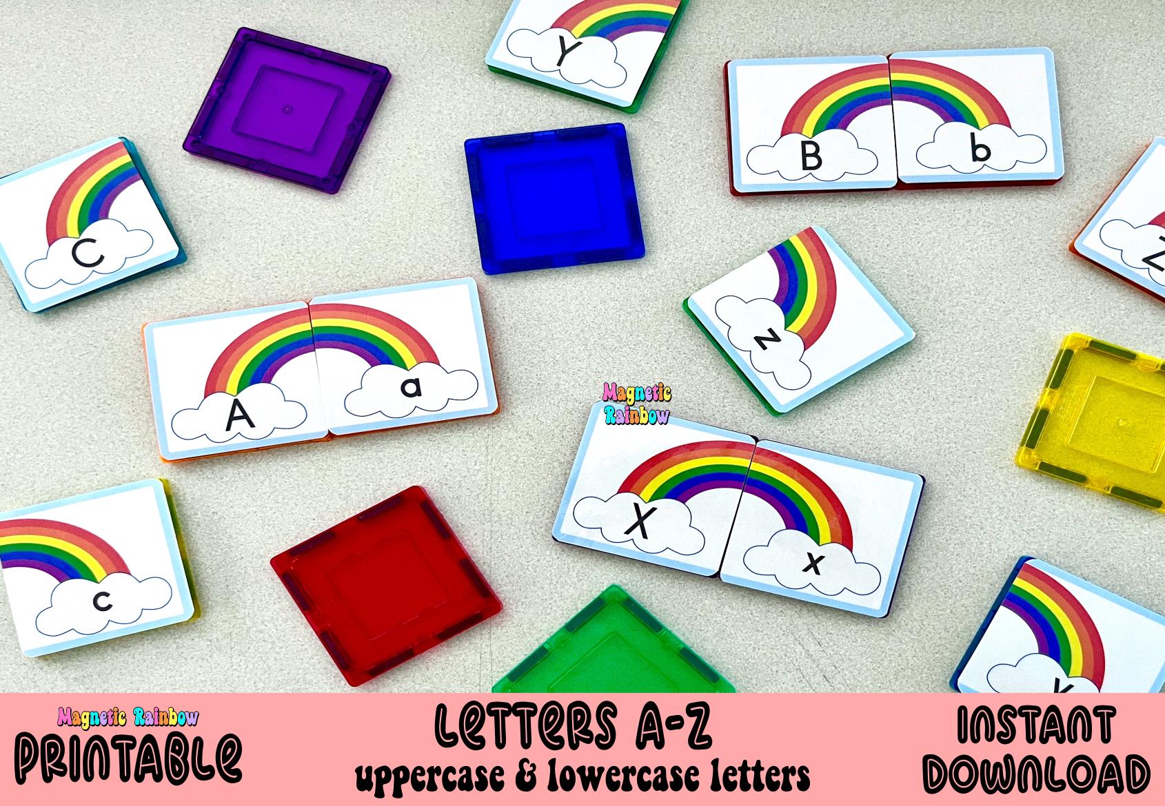 Printable File Rainbow ABC Alphabet Uppercase Lowercase Letter Match ...