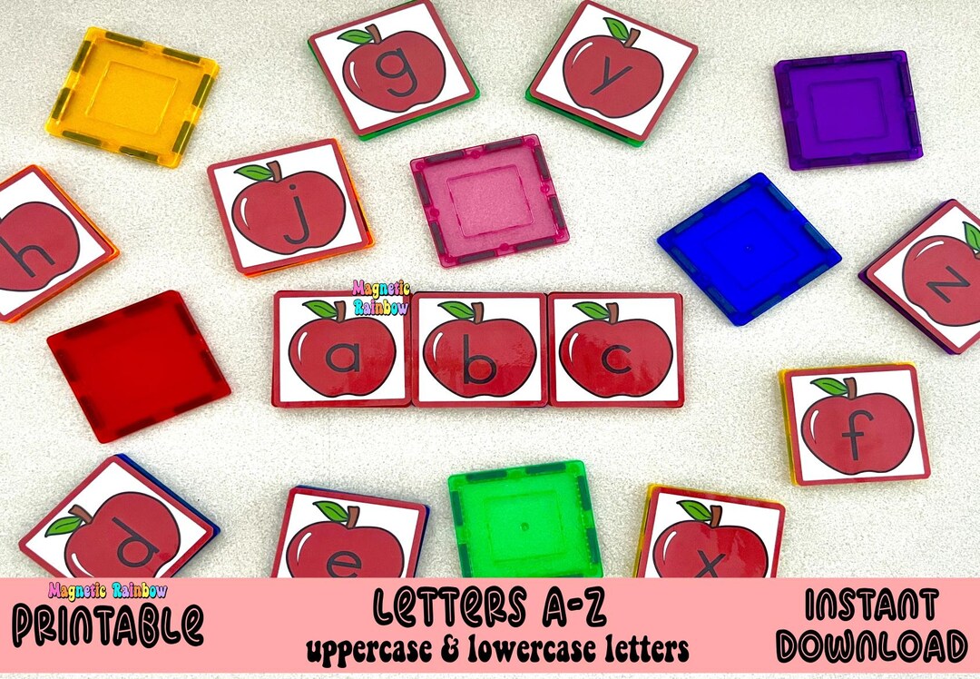 Printable Digital File Apple ABC Alphabet Magnetic Tile Topper Flash ...