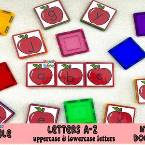 Printable Digital File Apple ABC Alphabet Magnetic Tile Topper Flash ...