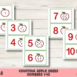 Printable Digital Pdf File Apple Seed Counting Mat Number 1-10 ...
