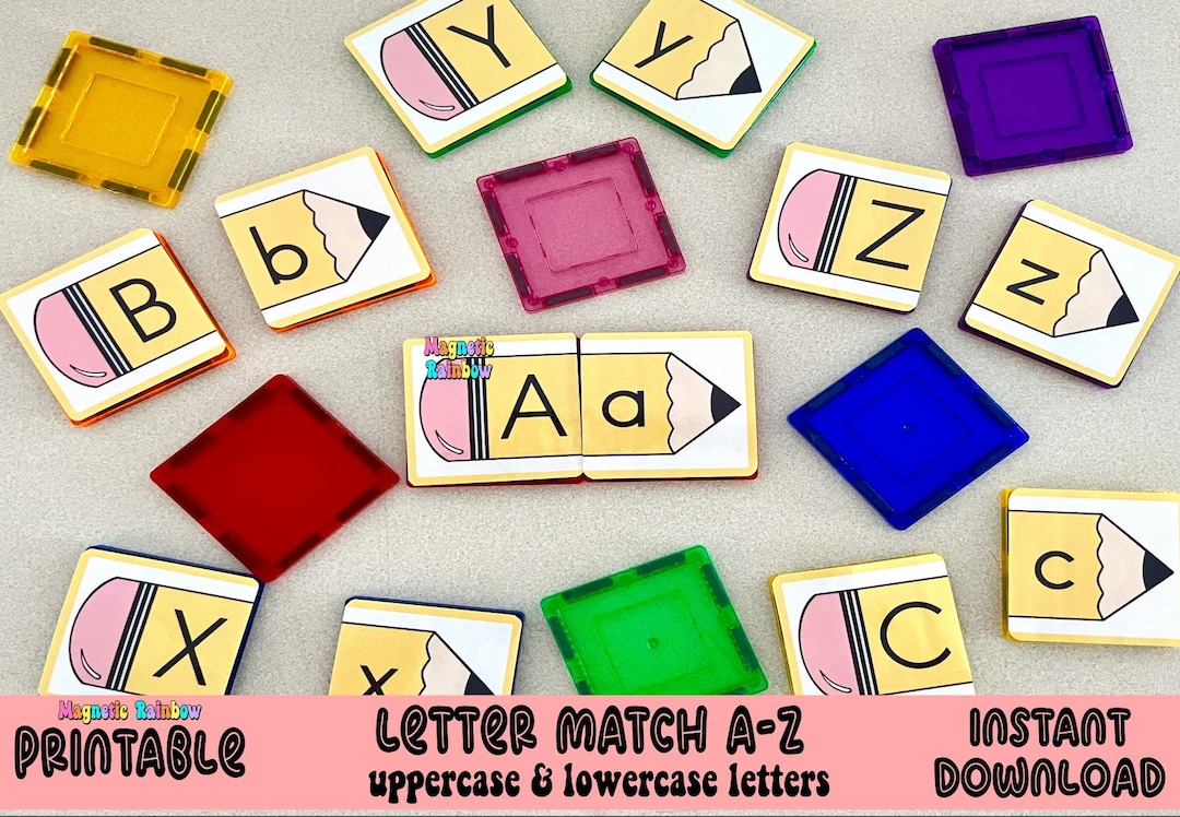 Printable Digital File Pencil ABC Alphabet Letter Match Magnetic Tile ...