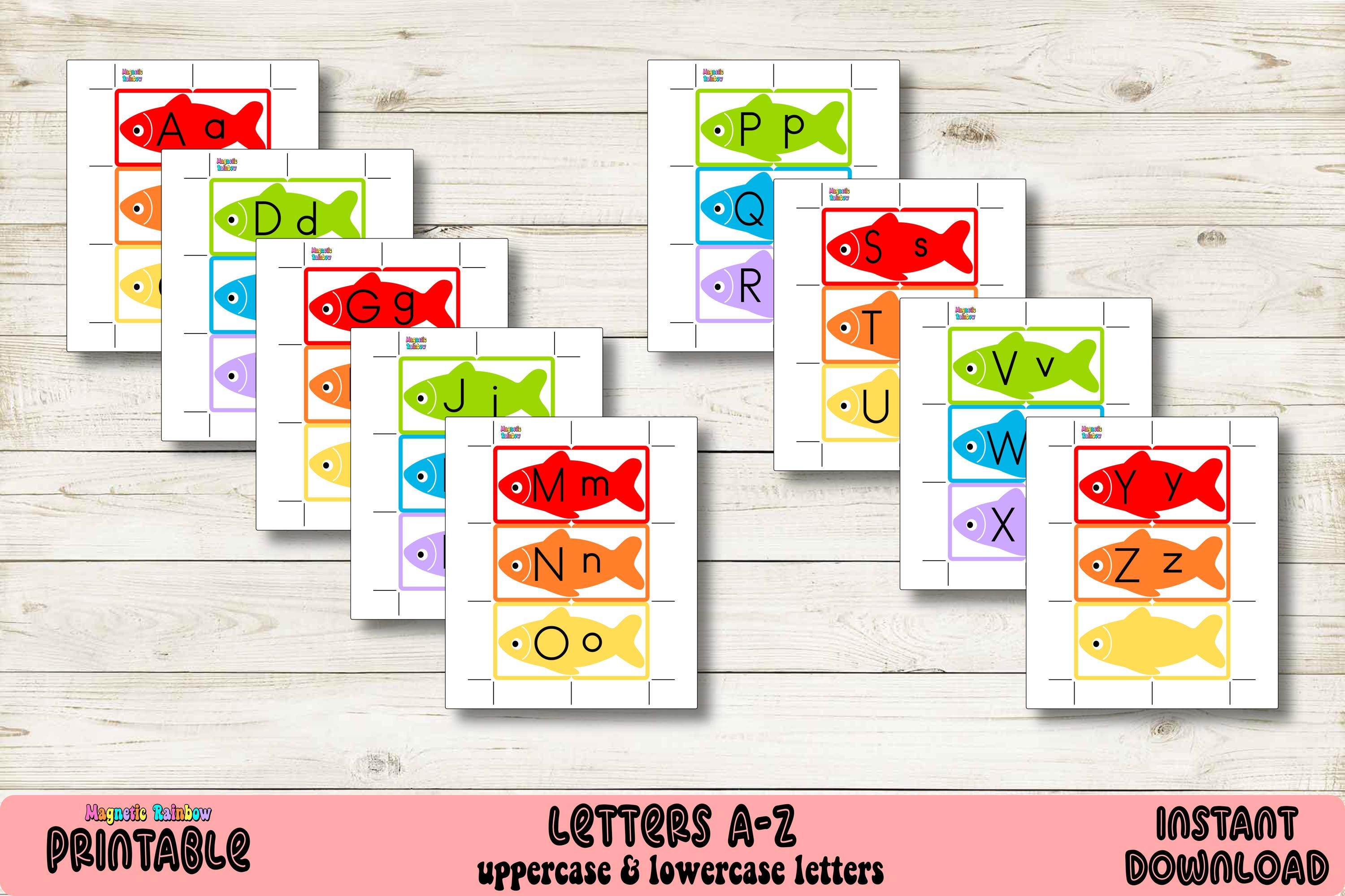 Printable Digital File Colorful Fish ABC Alphabet Letter Match Magnetic ...