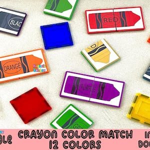 Printable Digital Pdf File Crayon Color Match Magnetic Tile Topper ...