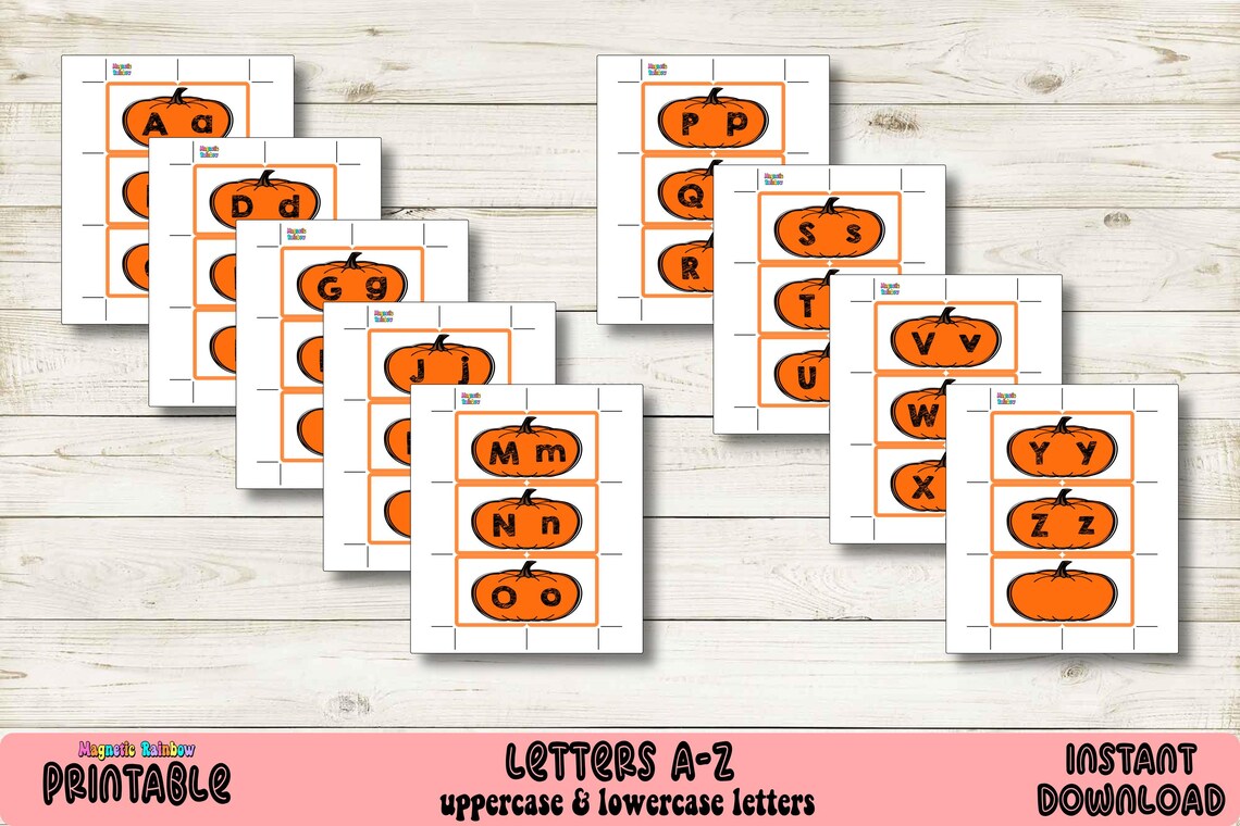 Printable Digital File Fall Pumpkin Theme ABC Alphabet Letter Match ...