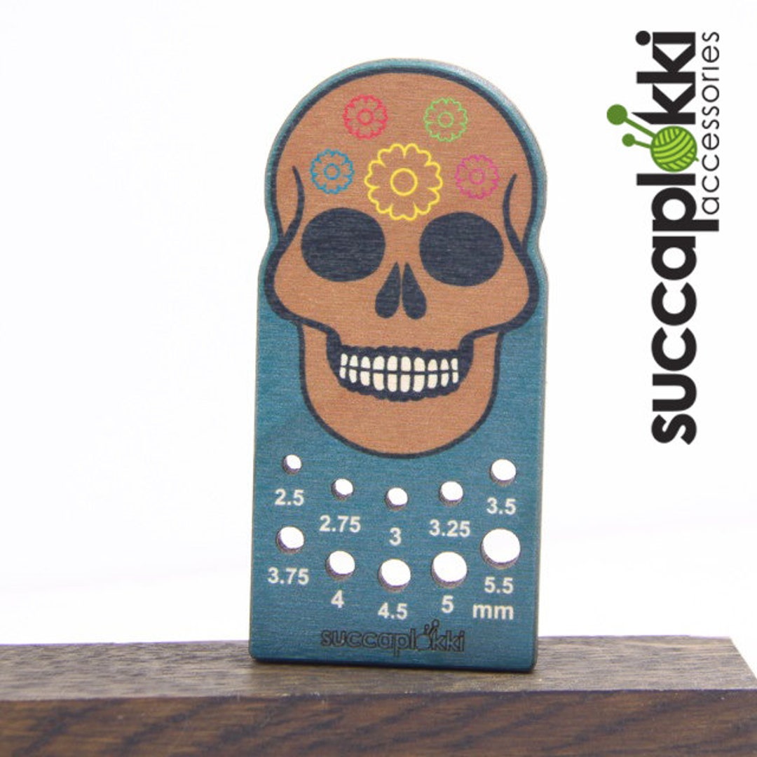 Callo Needle Gauge, Skull Shaped Knitting Needle Gauge With Mm and US ...