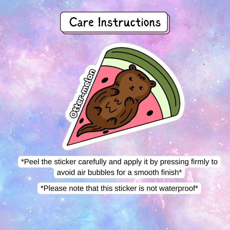 Kawaii Otter Watermelon Sticker, Cute Funny Animal Sticker, Silly Fruit ...