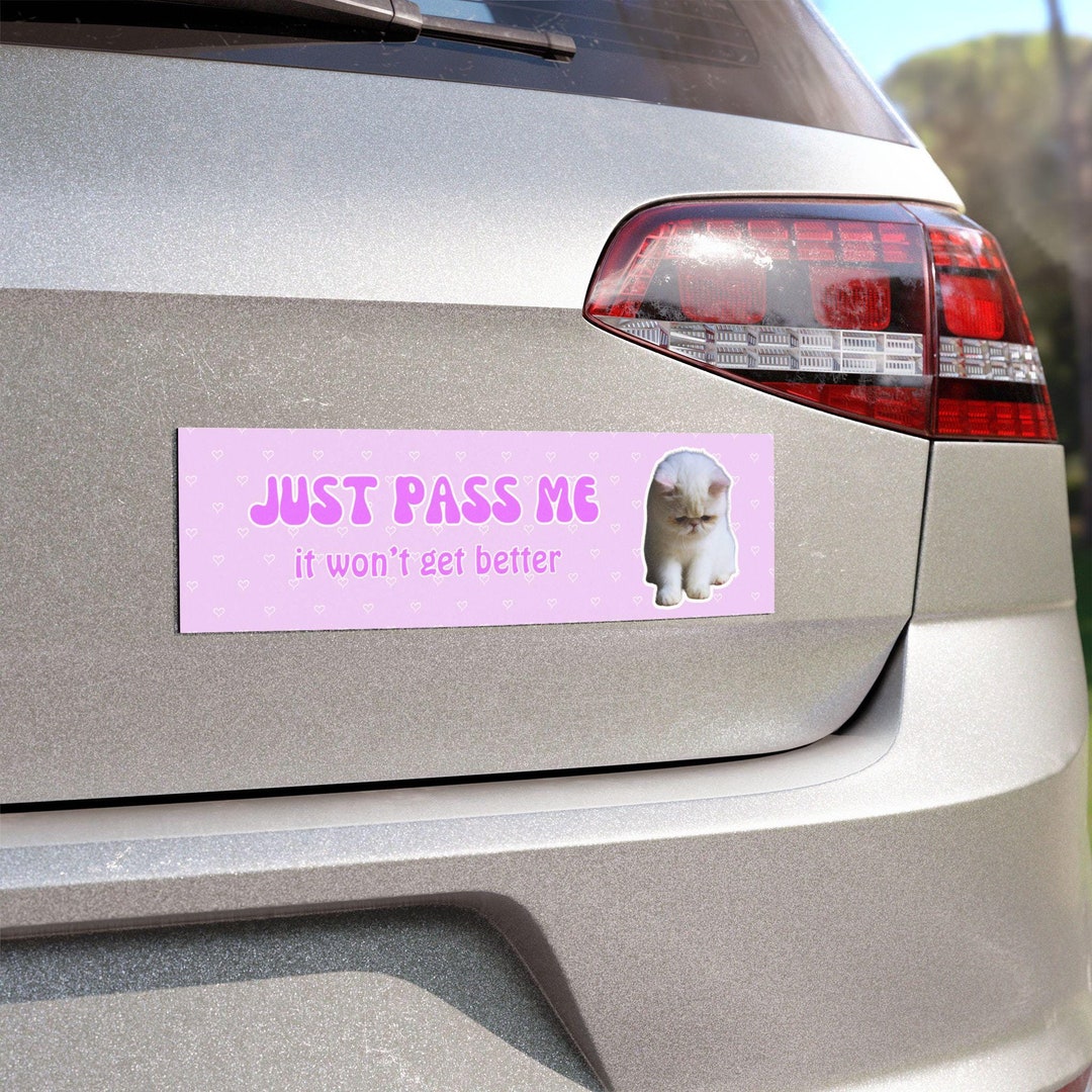 Funny Cat Bumper Sticker Magnet | Just Pass Me Bumper Sticker | Girly ...