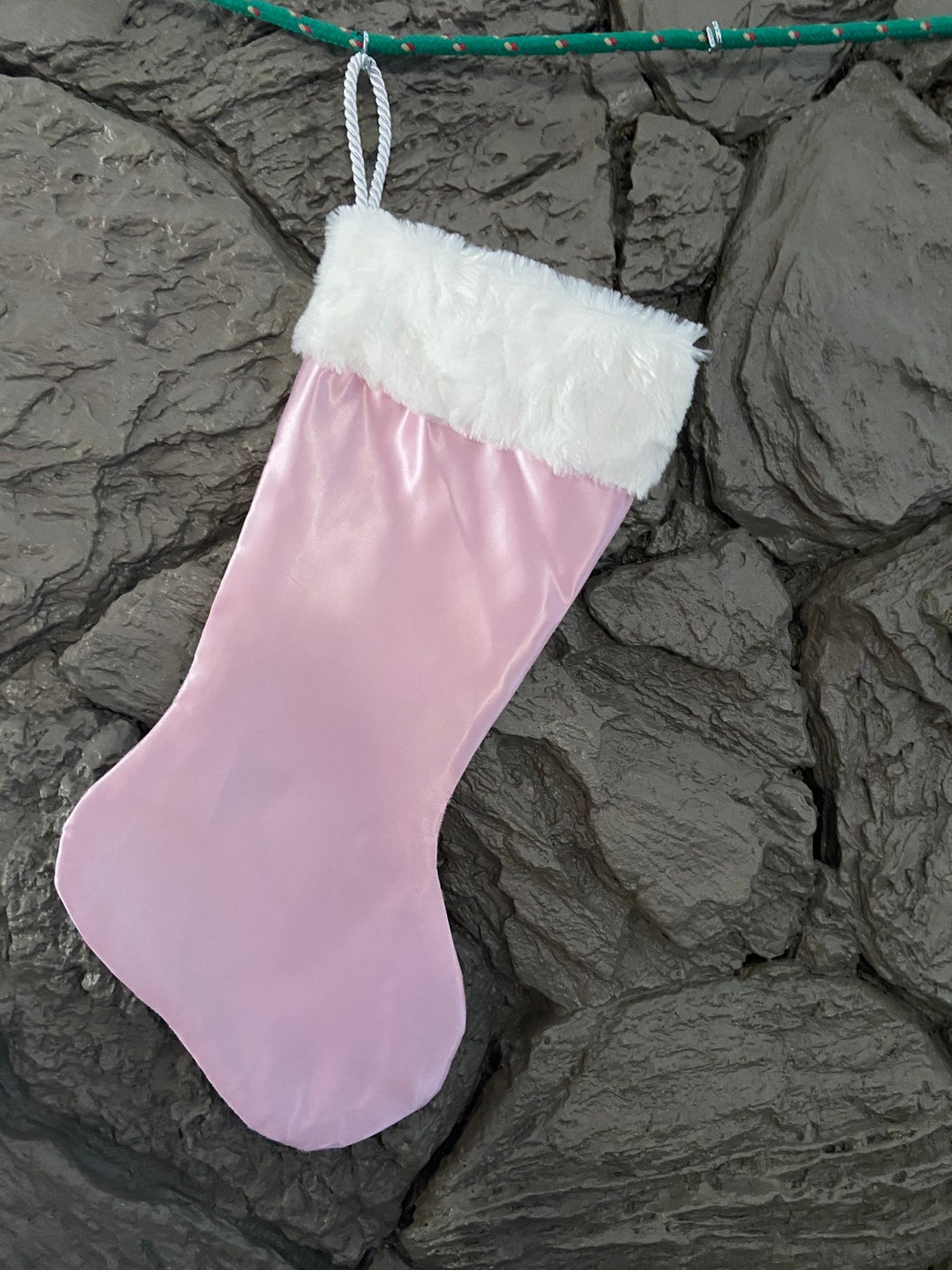 Lrg. Pink Satin Christmas Stocking - Etsy
